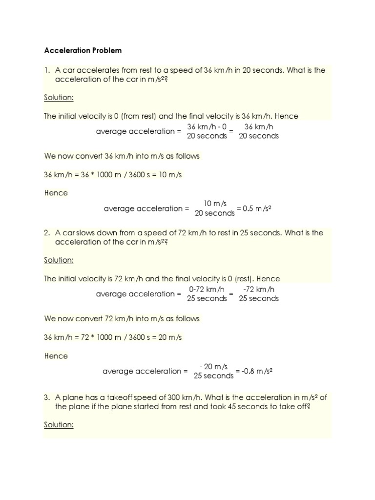 Acceleration Problem | PDF | Kinetic Energy | Wavelength