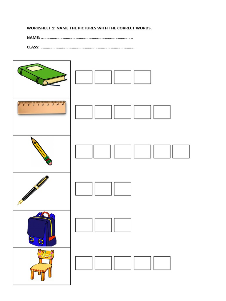 Identifying Common Objects: A Worksheet to Practice Naming Pictures ...