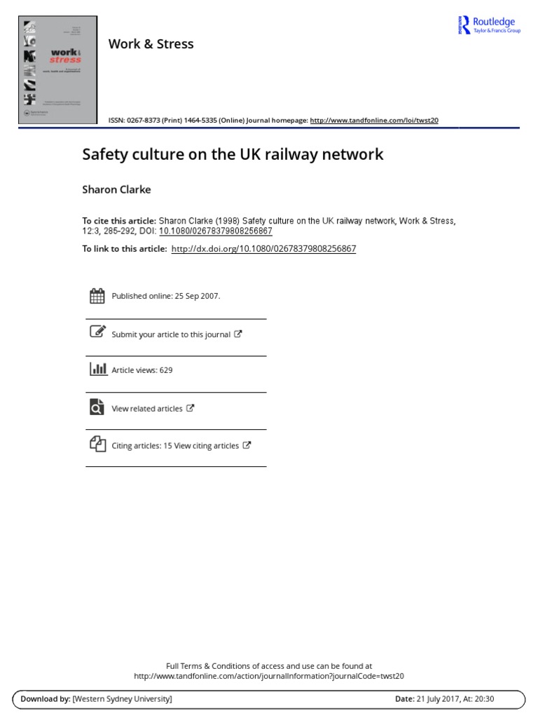 Safety Culture On The UK Railway Network | PDF | Traffic Collision | Safety