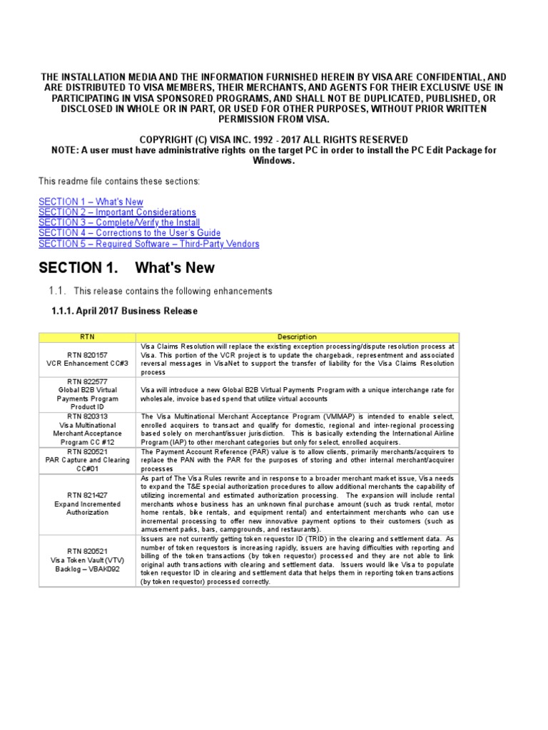 Section 1. What's New: This Readme File Contains These Sections | PDF ...