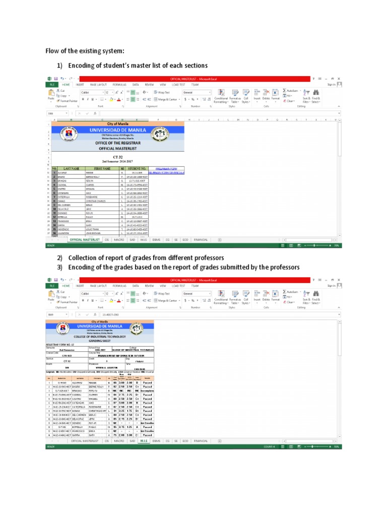 Flow of The Existing System: 1) Encoding of Student's Master List of ...