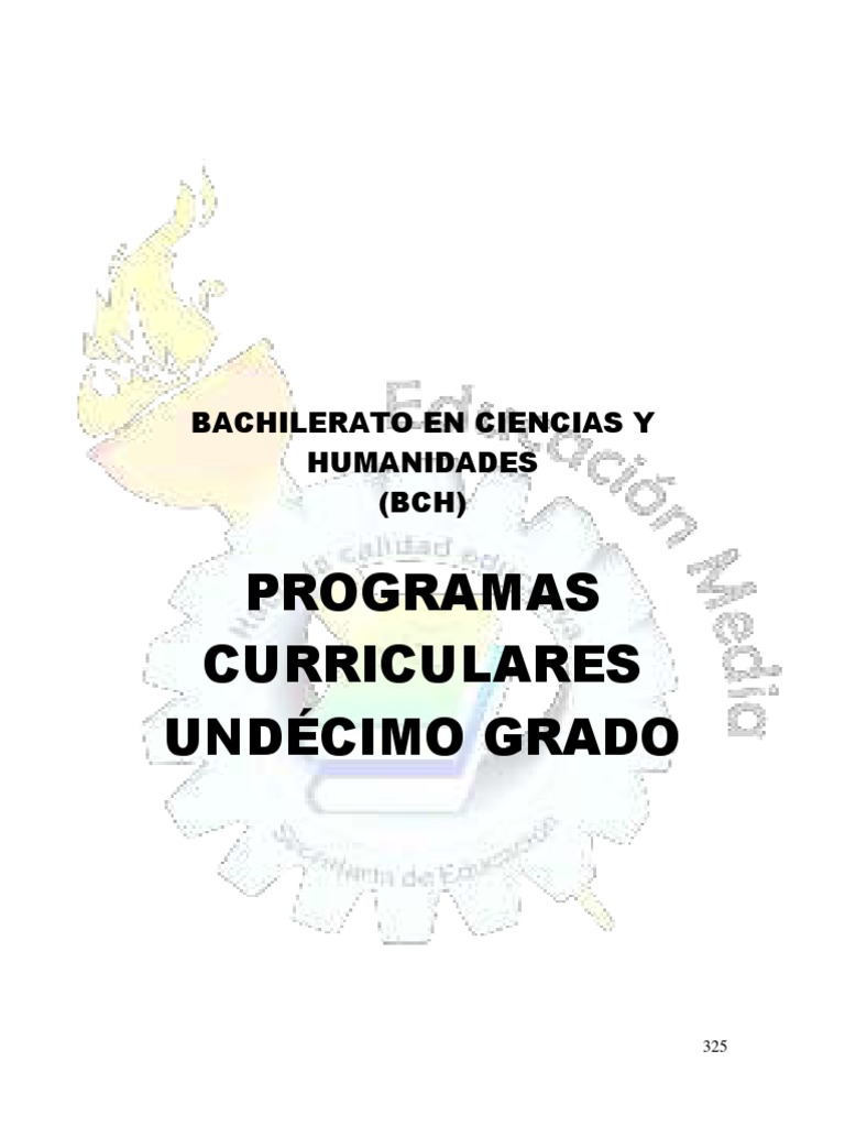 Programas Curriculares, Undecimo Grado, Honduras 2015, Bachillerato en ...