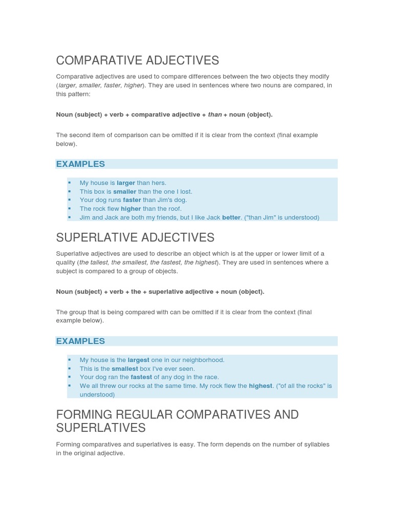 Comparative Adjectives | PDF | Adjective | Syntactic Relationships