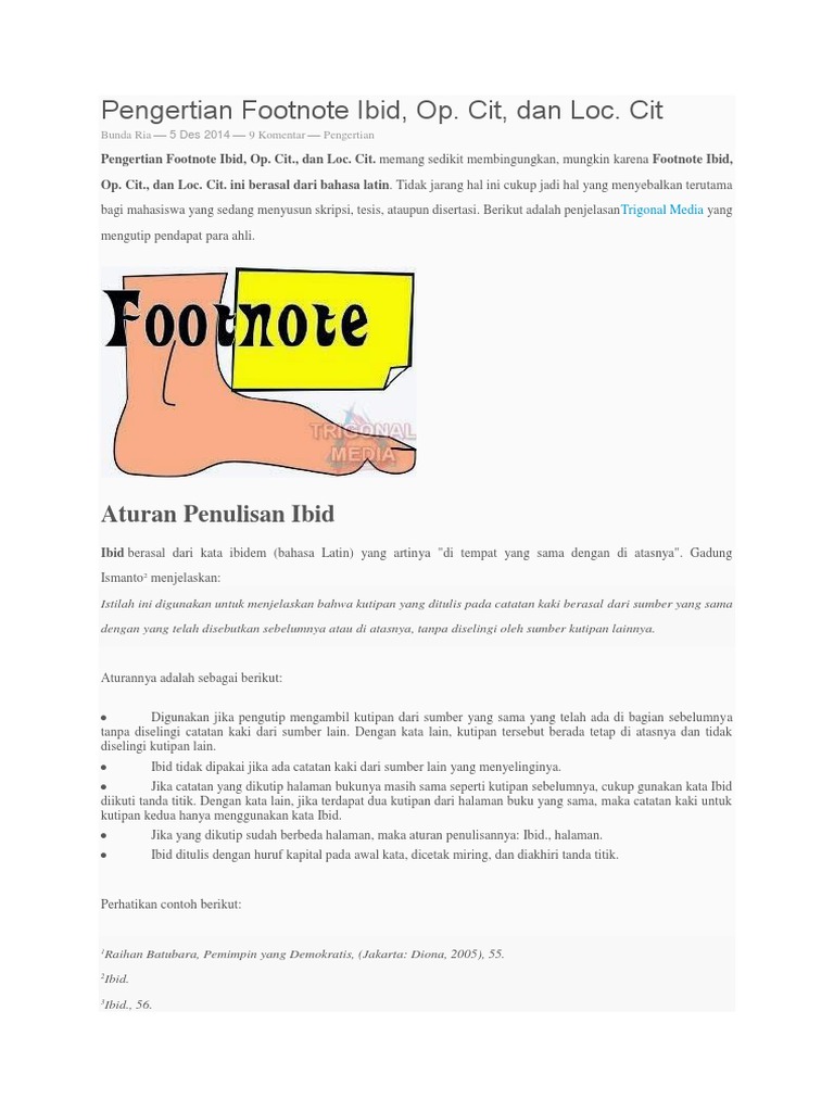 Pengertian Footnote Ibid | PDF