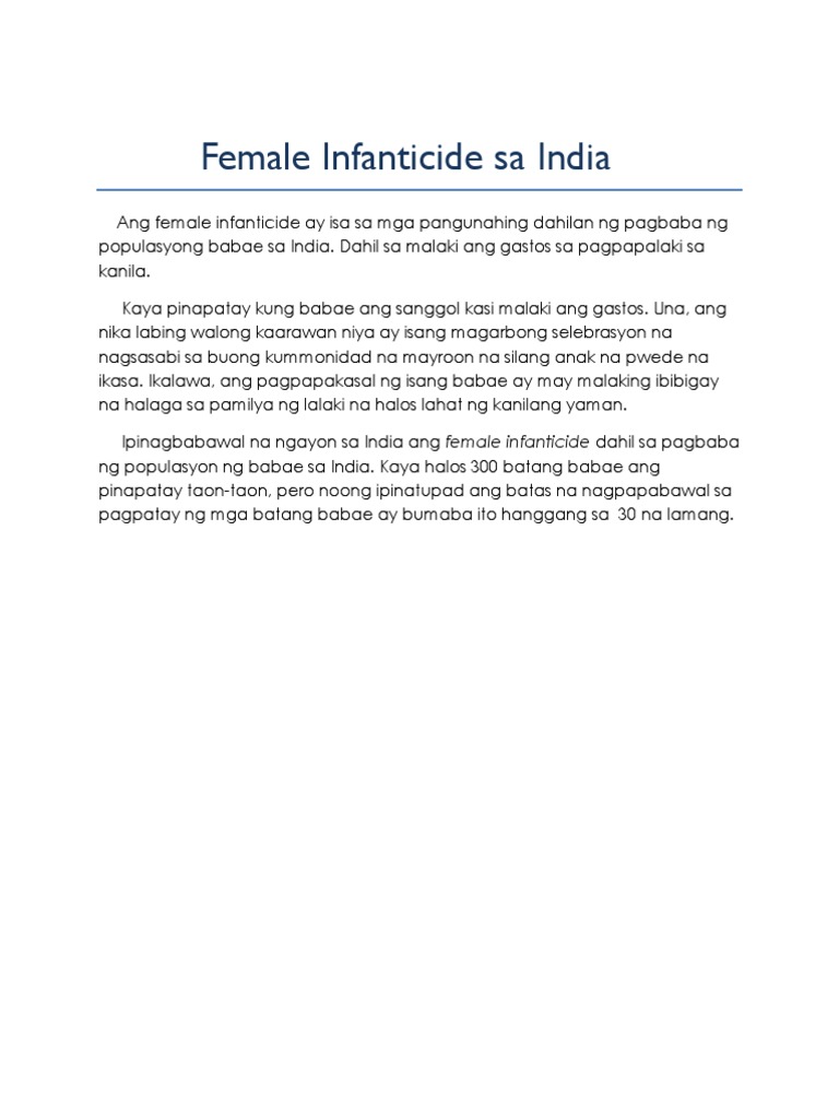 Female Infanticide Sa India | PDF