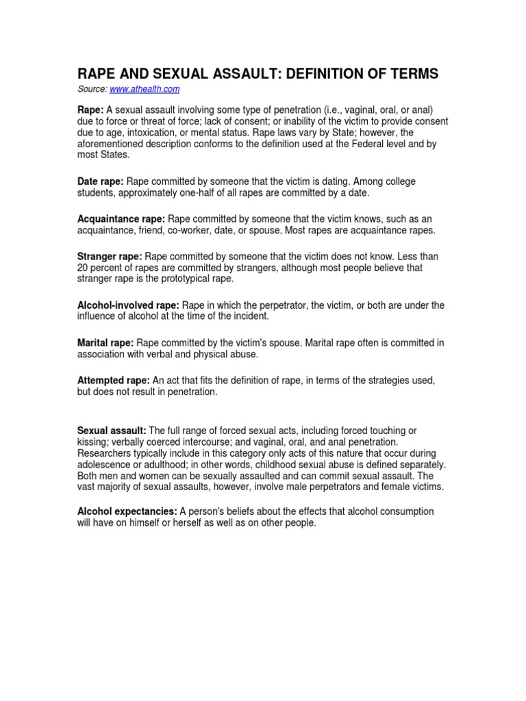Understanding Rape and Sexual Assault Terms | PDF