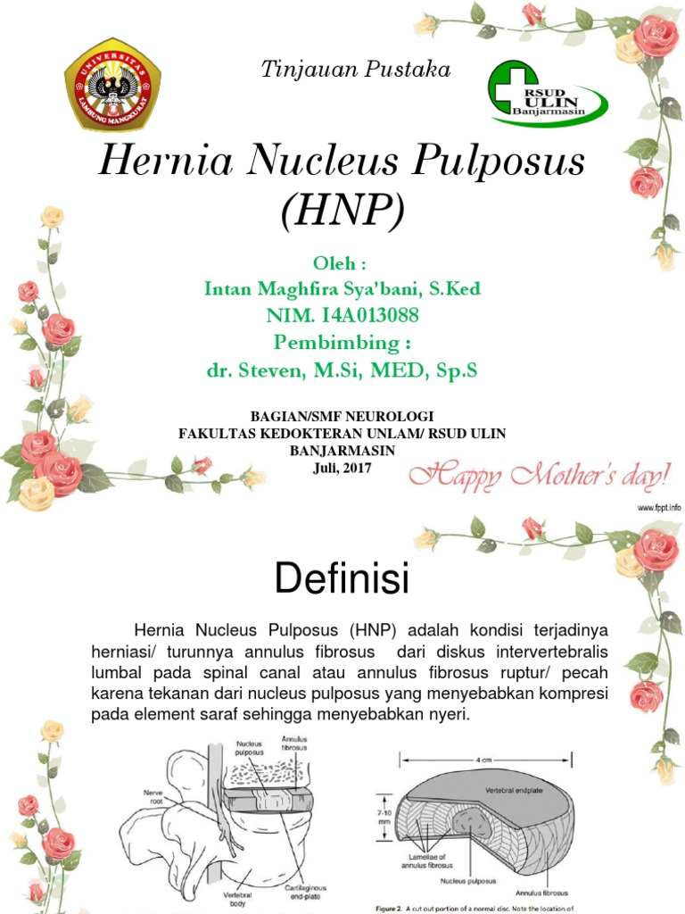 Tinjauan Medis tentang Hernia Nucleus Pulposus (HNP): Etiologi, Diagnosis, dan Tatalaksana | PDF