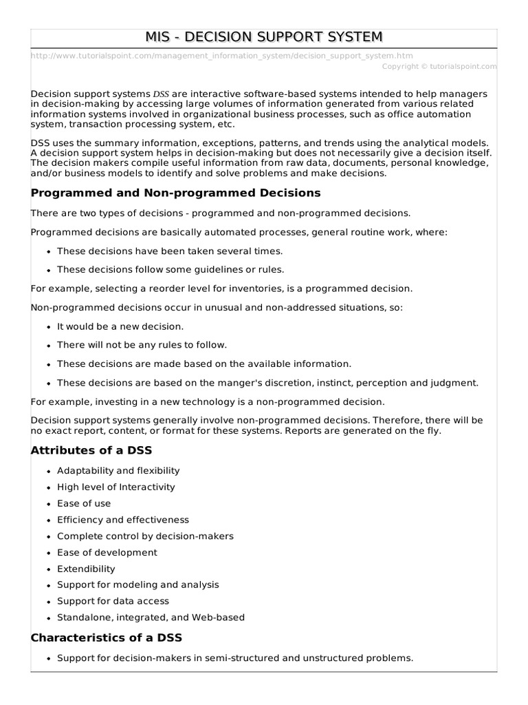 Decision Support System | PDF | Decision Support System | Databases