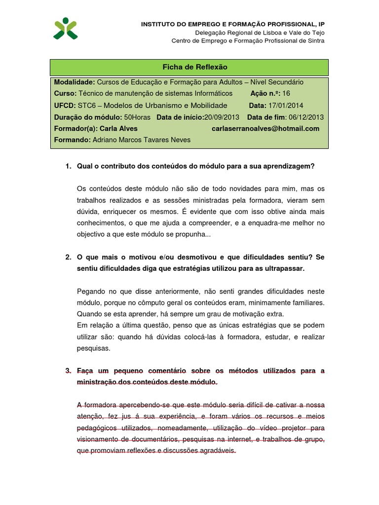 Exemplo de Relexao de Modulo | PDF | Aprendizado | Science