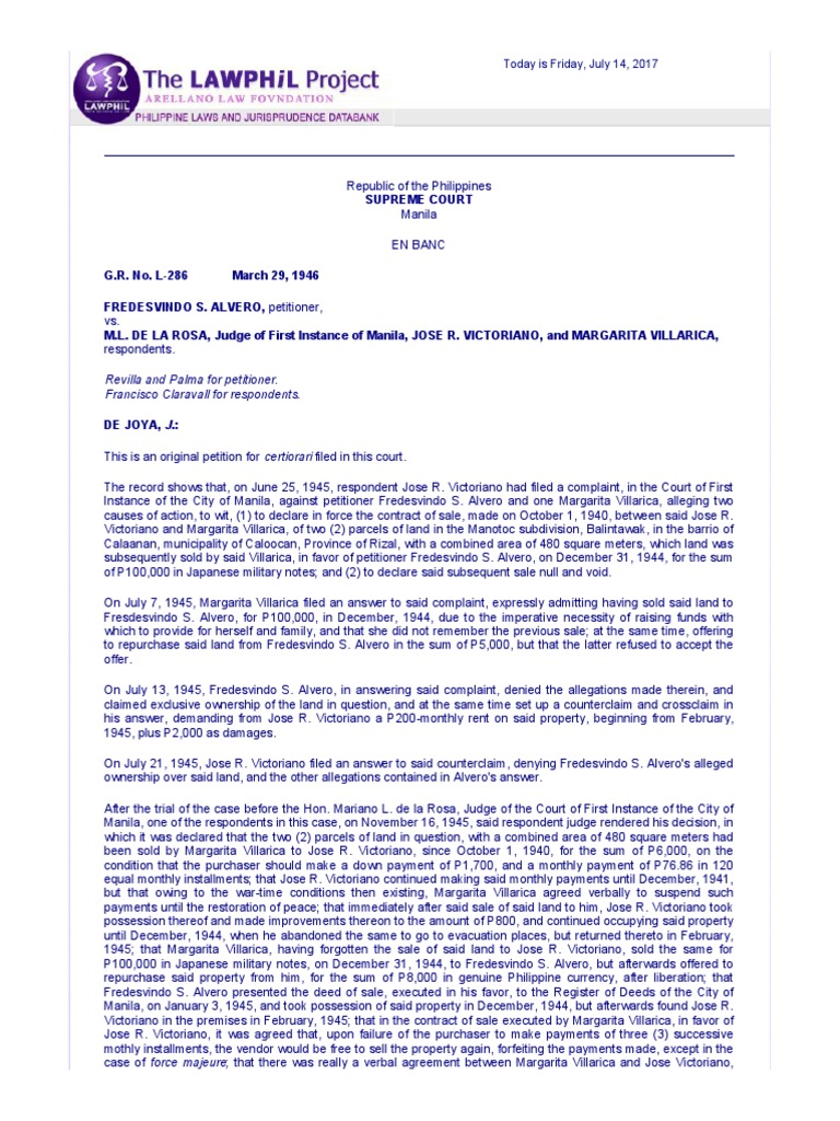 Alvero v. de La Rosa | PDF | Judgment (Law) | Appeal