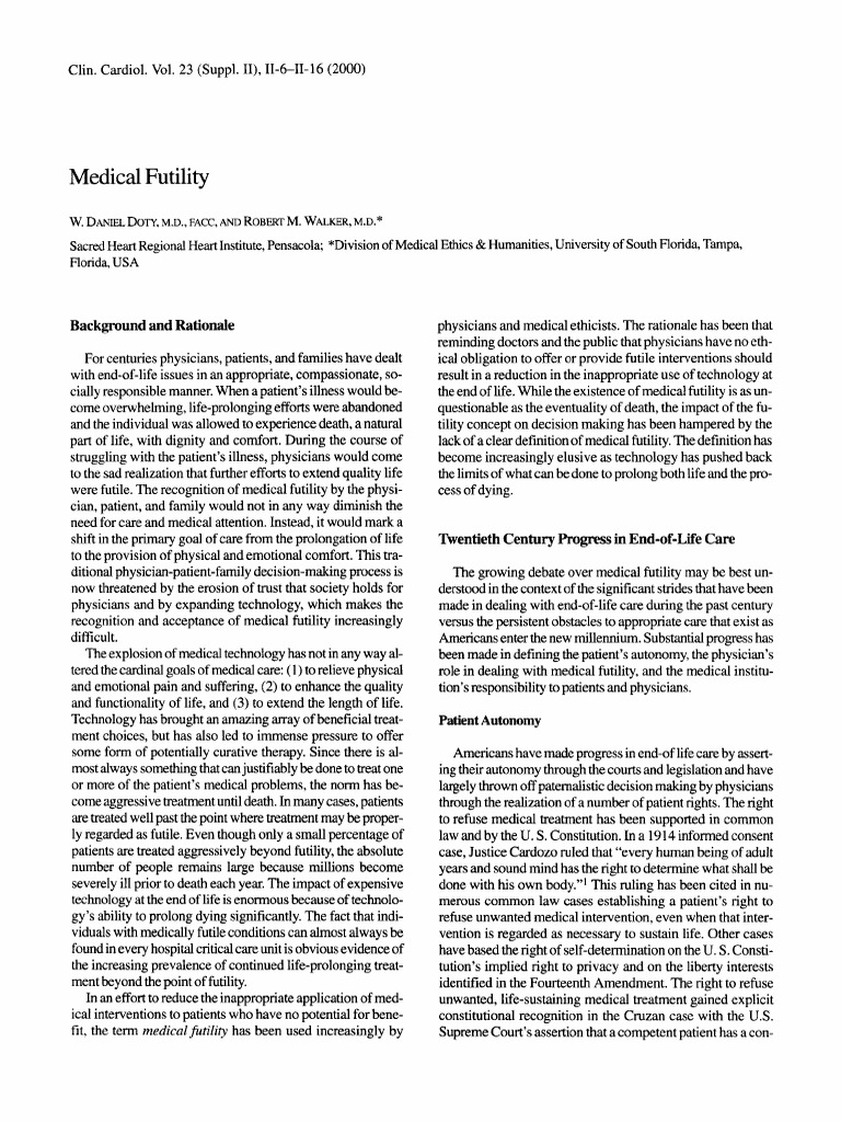 Medical Futility: 23 (Suppl. 11), 11-6-11-16 (2000) | Download Free PDF ...
