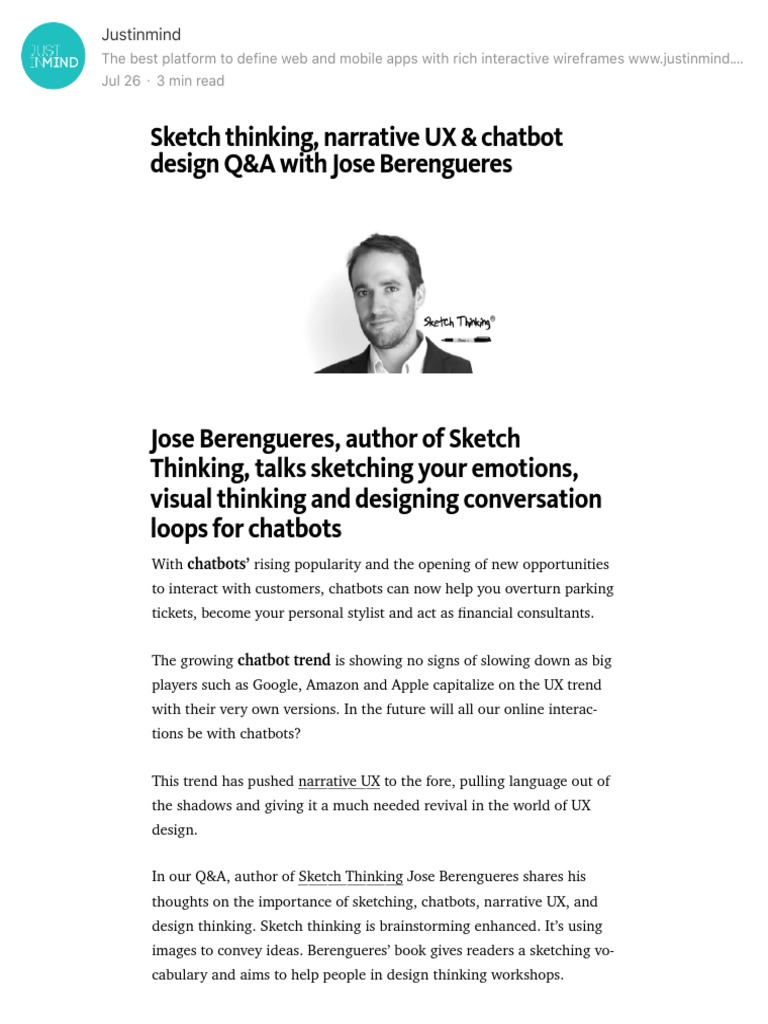 Sketch Thinking, Narrative UX & Chatbot Design: A Q&A with Jose ...