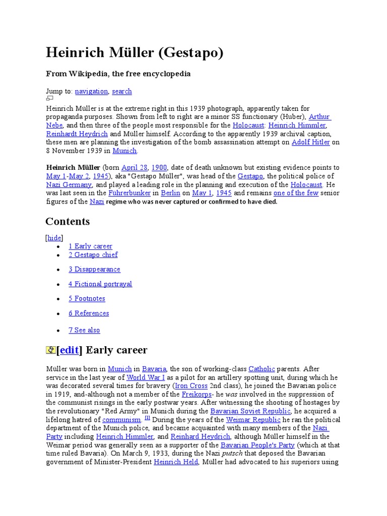 Heinrich Müller (Gestapo) : From Wikipedia, The Free Encyclopedia | PDF ...