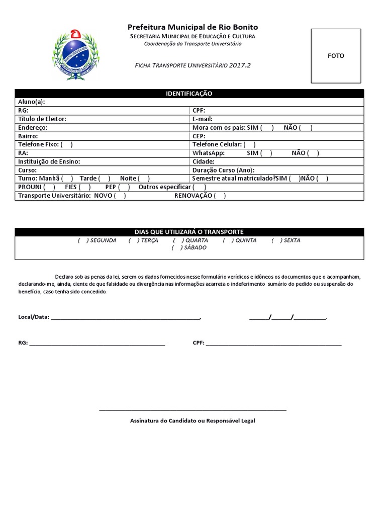 Ficha Cadastro Simples PDF | PDF | Formação complementar