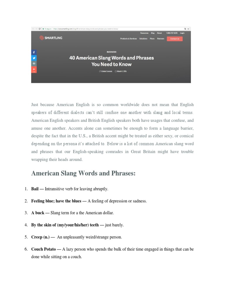 American Slang Phrases Explained | PDF | Idiom | Linguistics