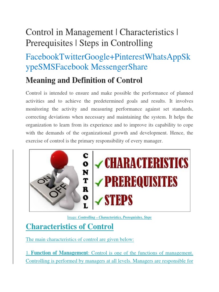 Control in Management | PDF | Marketing | Business