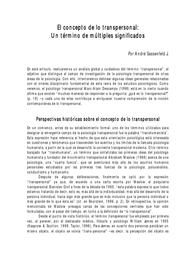 El Concepto de Lo Transpersonal | PDF | Psicologia analitica | Sicología