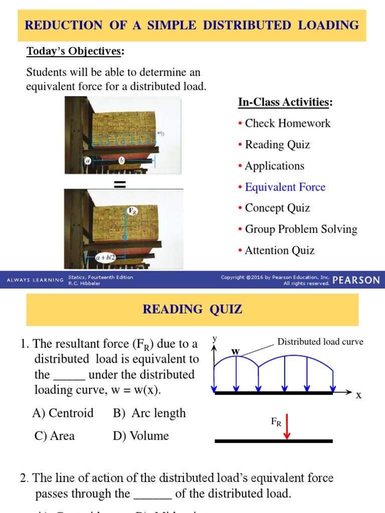 Reduction of A Simple Distributed Loading: Today's Objectives | PDF | Rectangle | Triangle