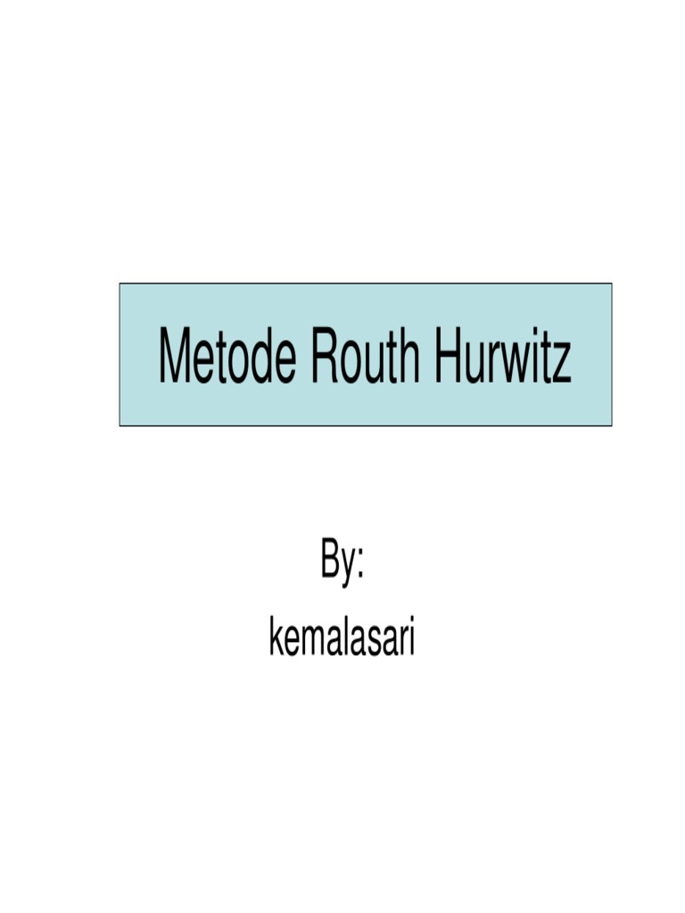 Metode Routh Hurwitz PDF | PDF