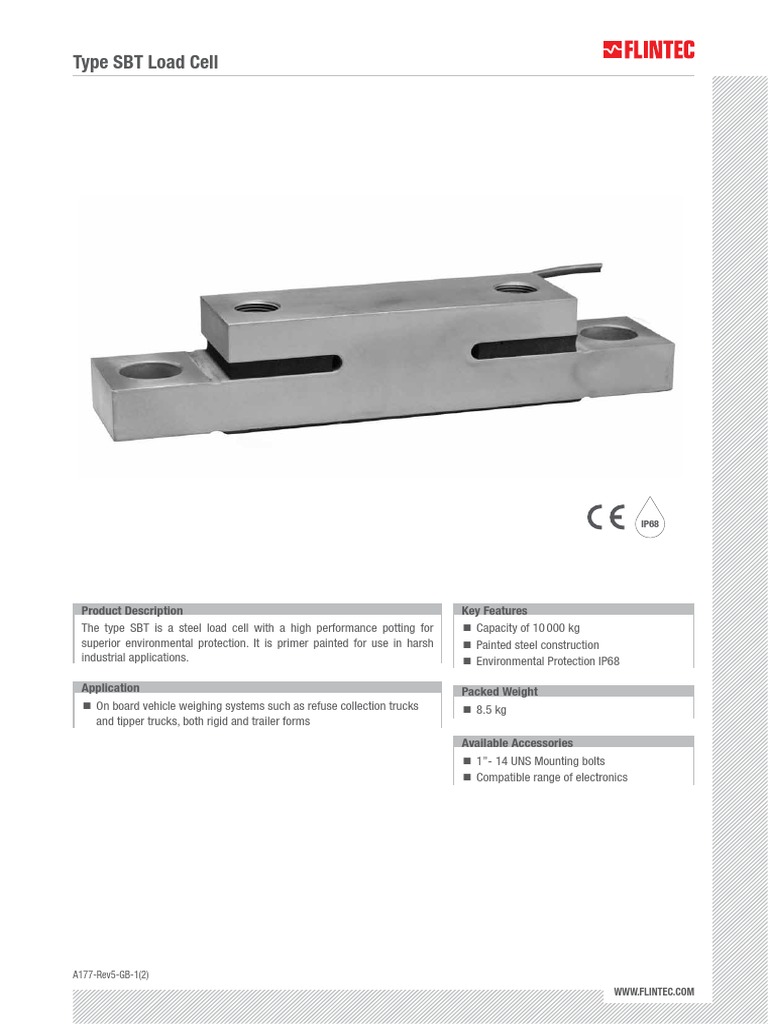 Type SBT Load Cell: Product Description Key Features | PDF | Cable ...