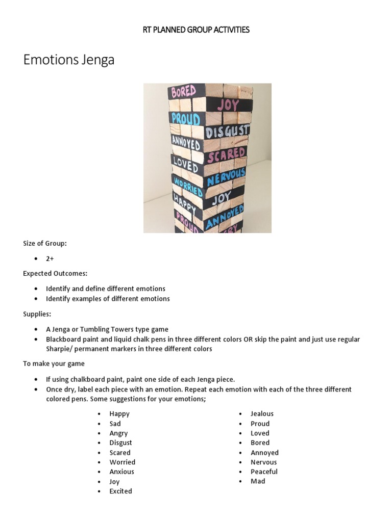 RT Planned Group Activities | PDF | Coping (Psychology) | Emotions