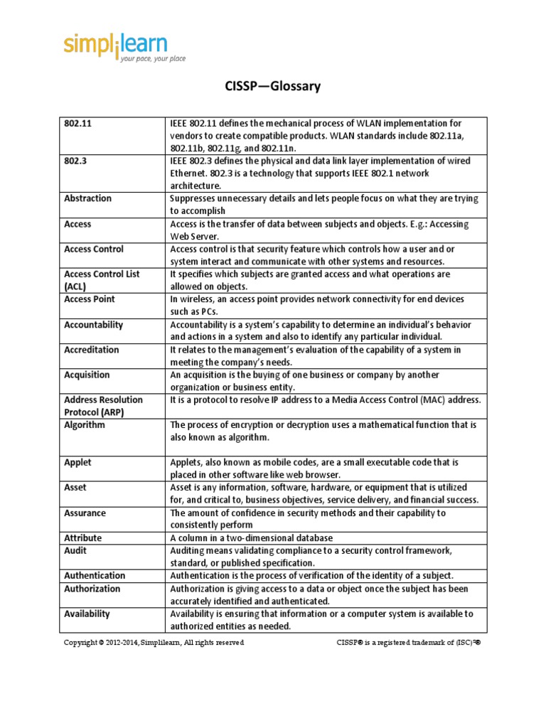 Cissp Glossary | PDF | Information Security | Computer Security