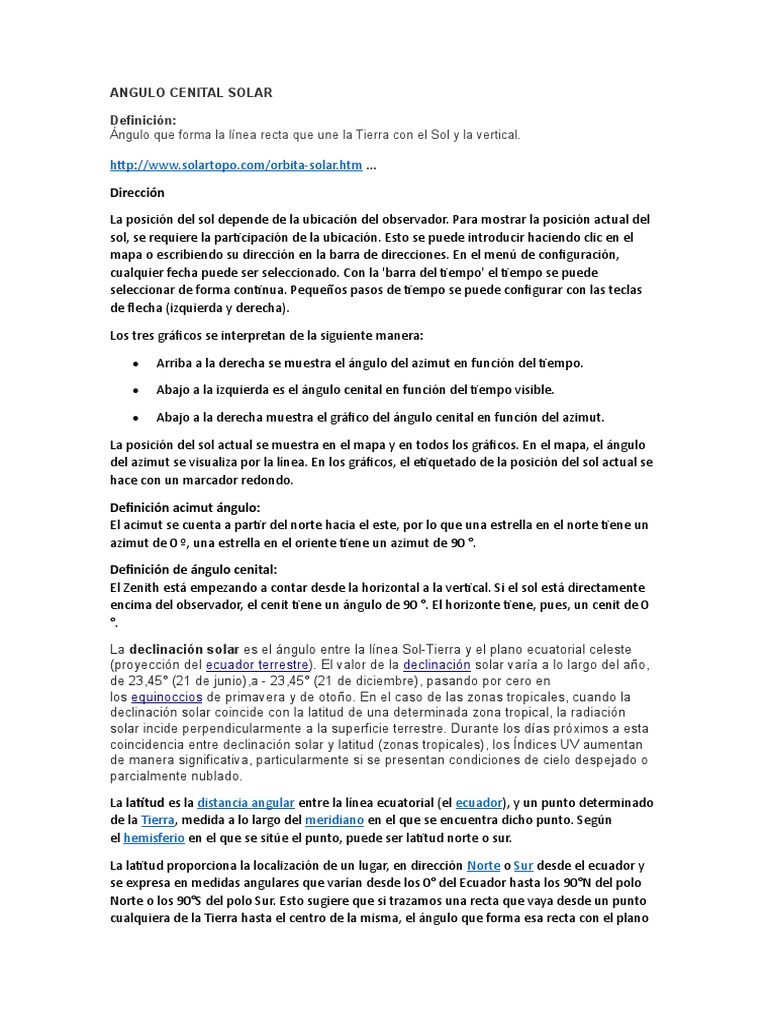 Angulo Cenital Solar | PDF | Latitud | Azimut