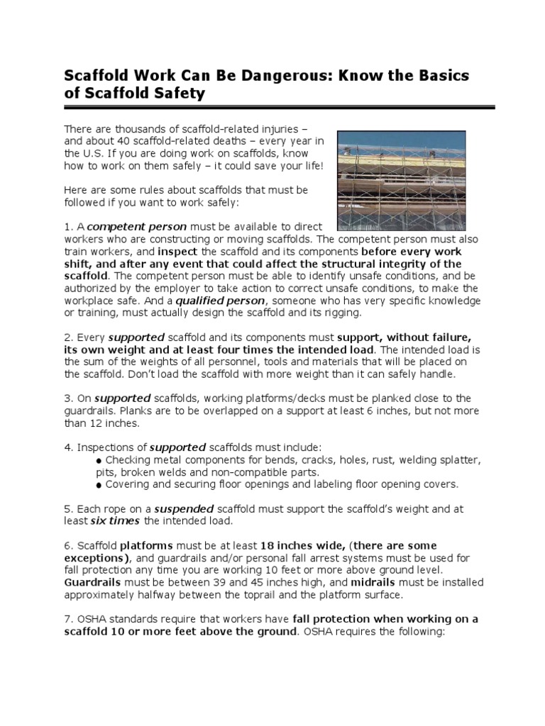 Scaffold Work Handout | PDF | Scaffolding | Safety