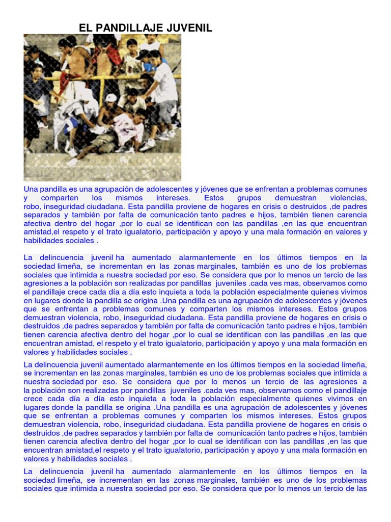 Que Es El Pandillaje | PDF | La delincuencia juvenil | Juventud