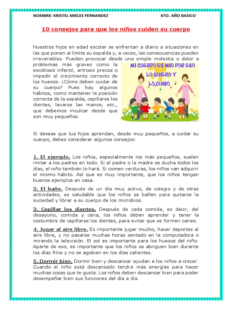 10 Consejos para Que Los Niños Cuiden Su Cuerpo | PDF | Mochila | Ocio
