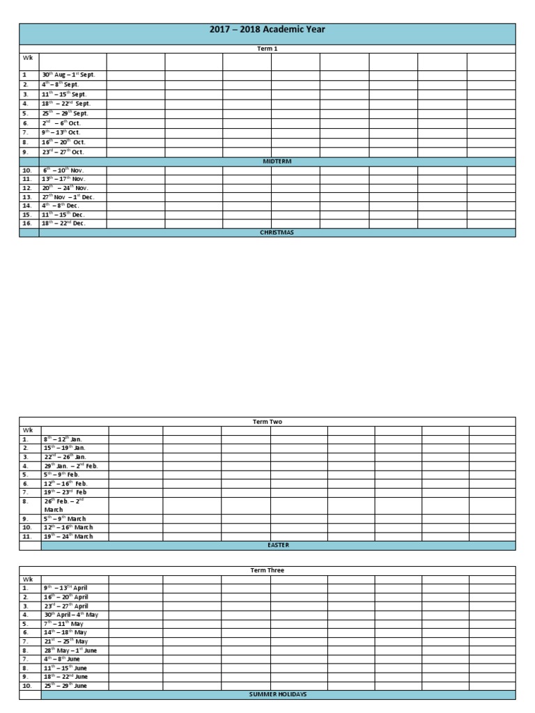 2017-2018 Calendar | PDF