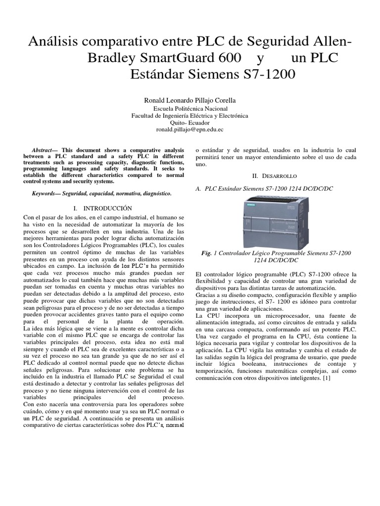 Comparativa PLC Seguridad Allen-Bradley y Siemens | PDF | Controlador ...