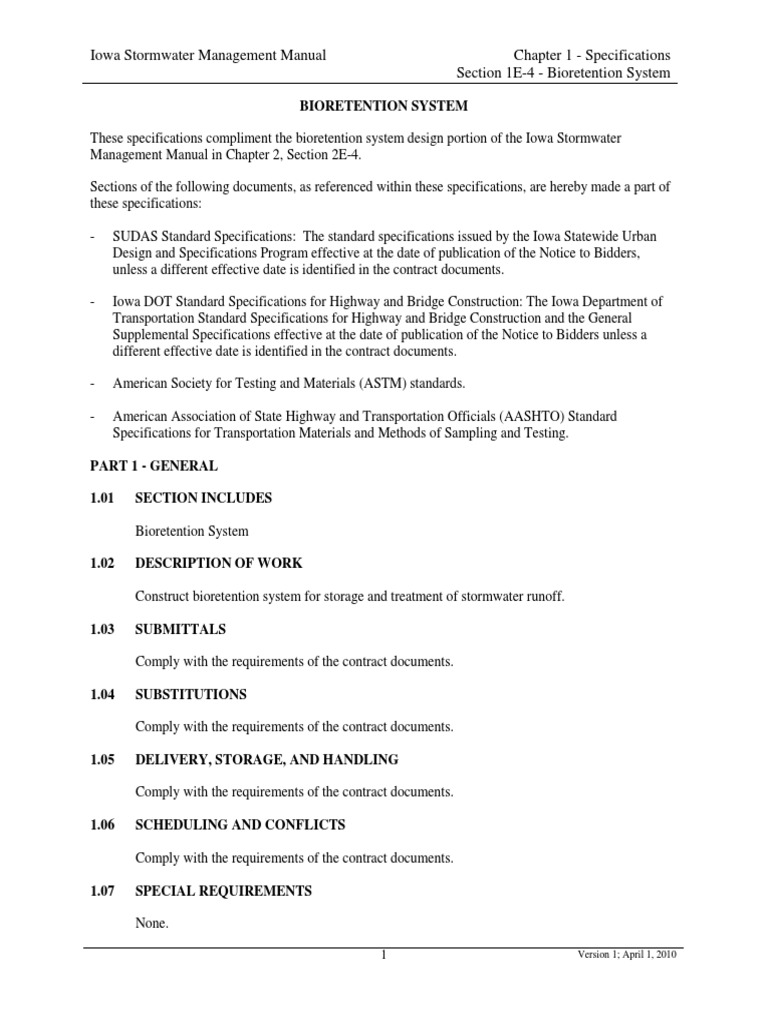 Iowa Stormwater Management Manual Chapter 1 - Specifications Section 1E ...