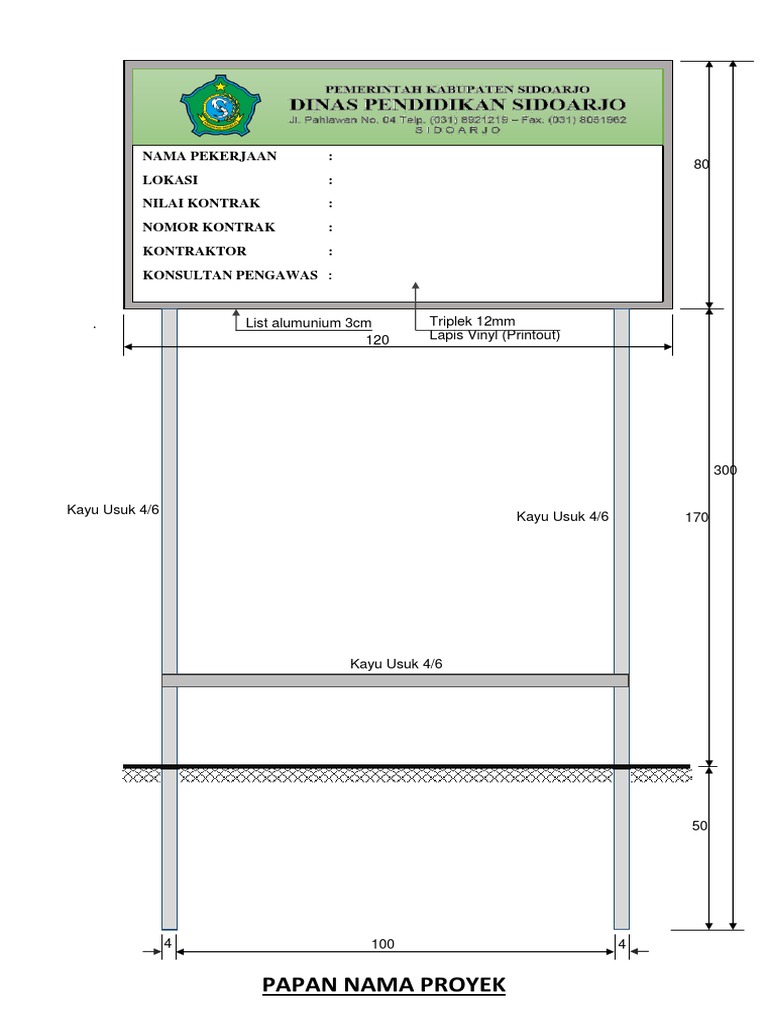 Papan Nama Proyek Konstruksi Standard | PDF
