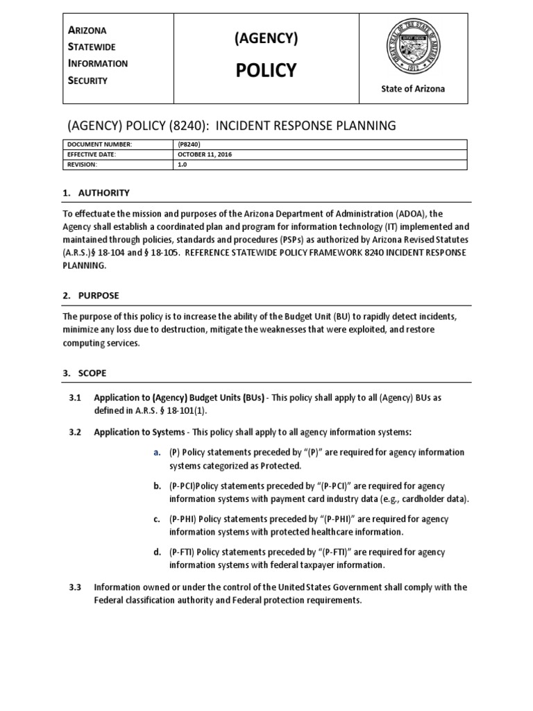 (Agency) Policy Template (p8240) Incident Response Planning_1 ...