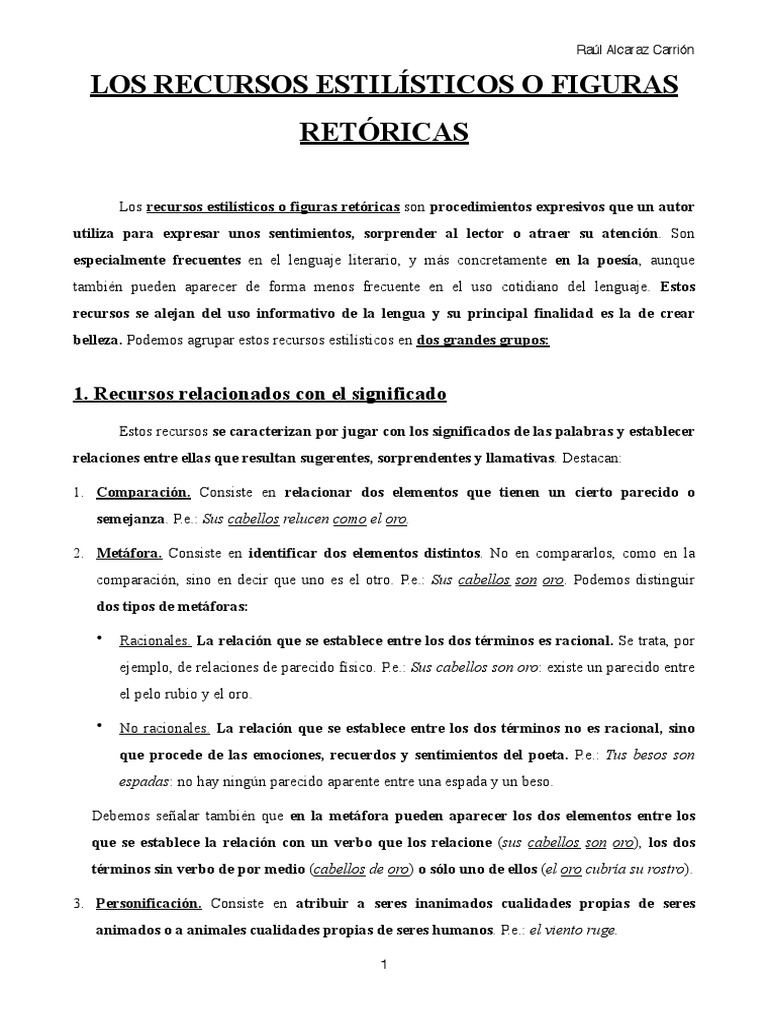 Ejemplos de Recursos Estilísticos | PDF | Metáfora | Poesía
