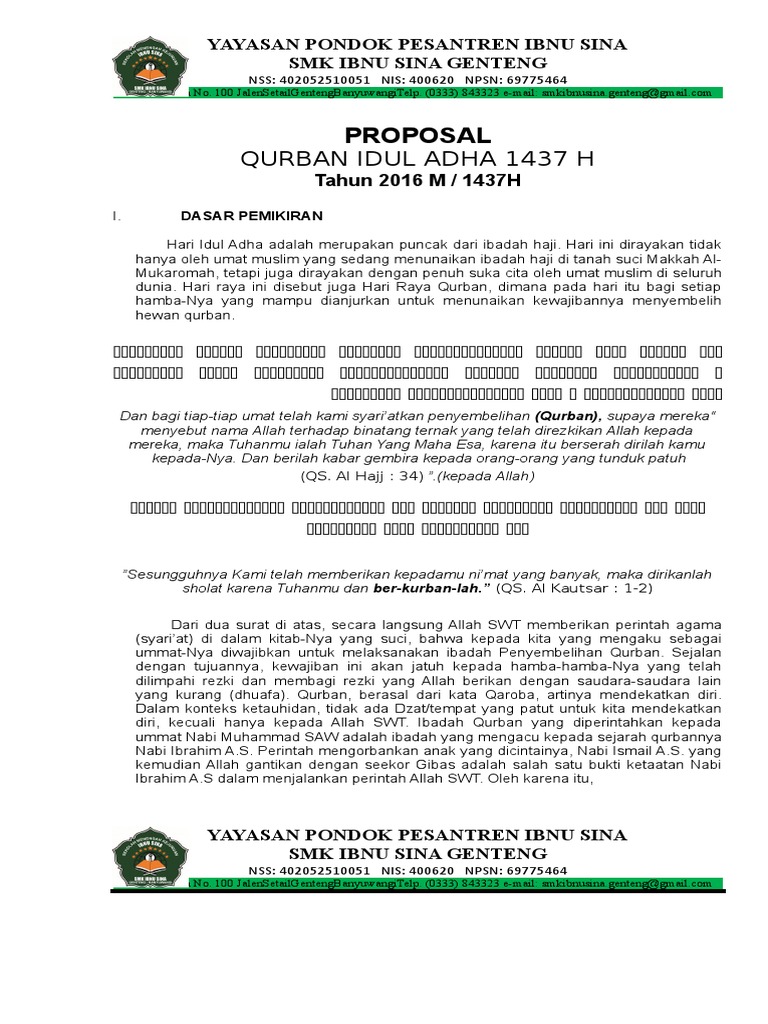 Proposal Idul Adha | PDF