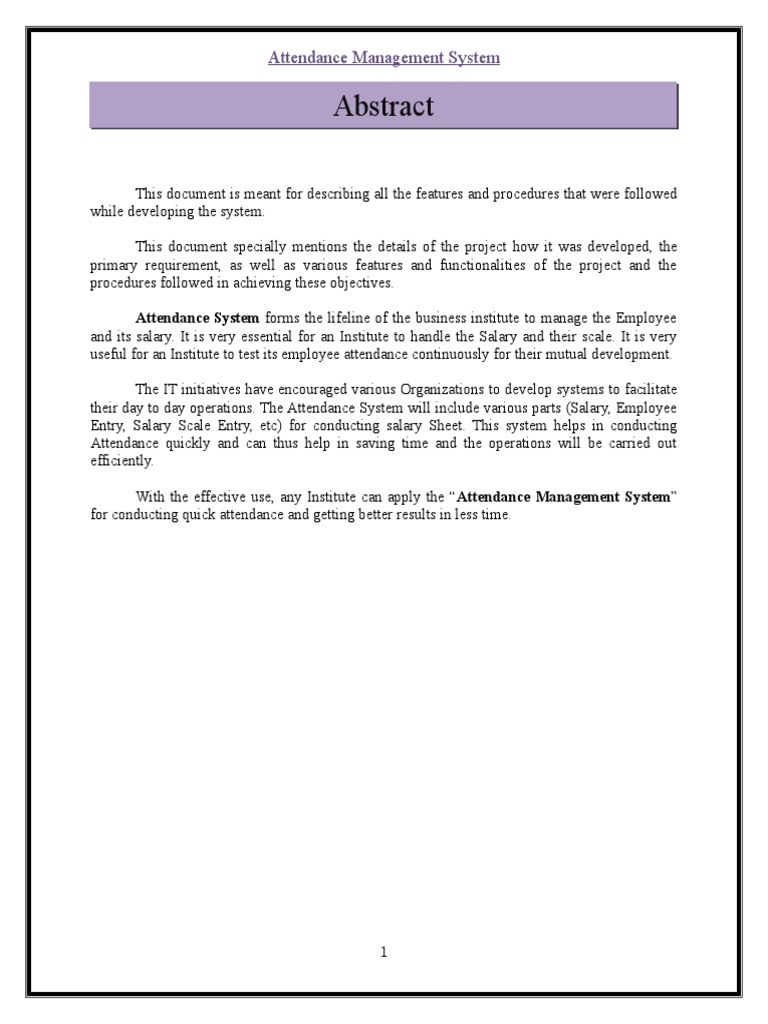 Attendance Management System Project Documenatation | PDF | Software ...