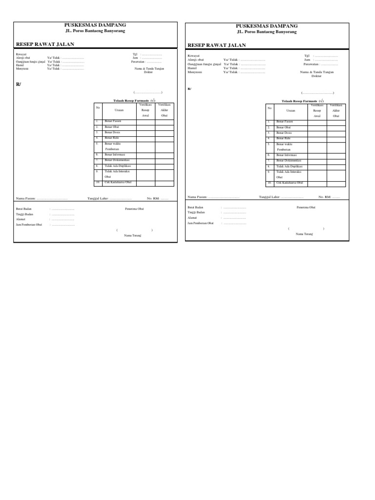 Blanko Resep Print | PDF