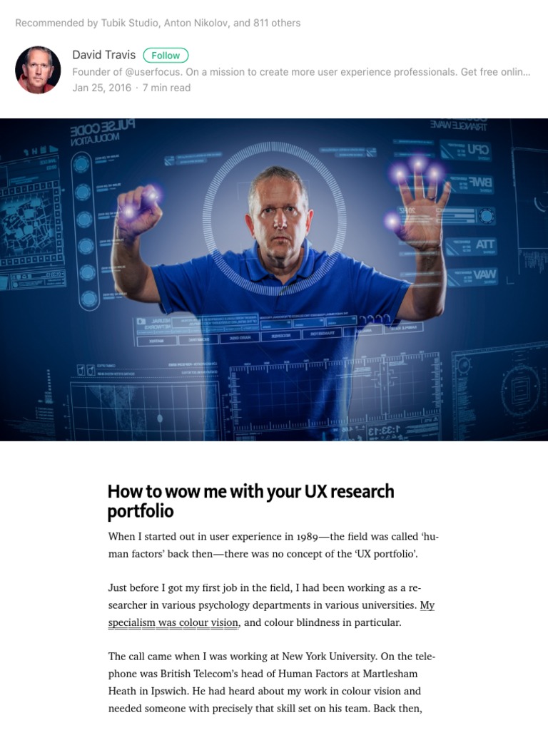 How To Wow Me With Your UX Research Portfolio - David Travis - Medium | PDF | Usability | Human ...