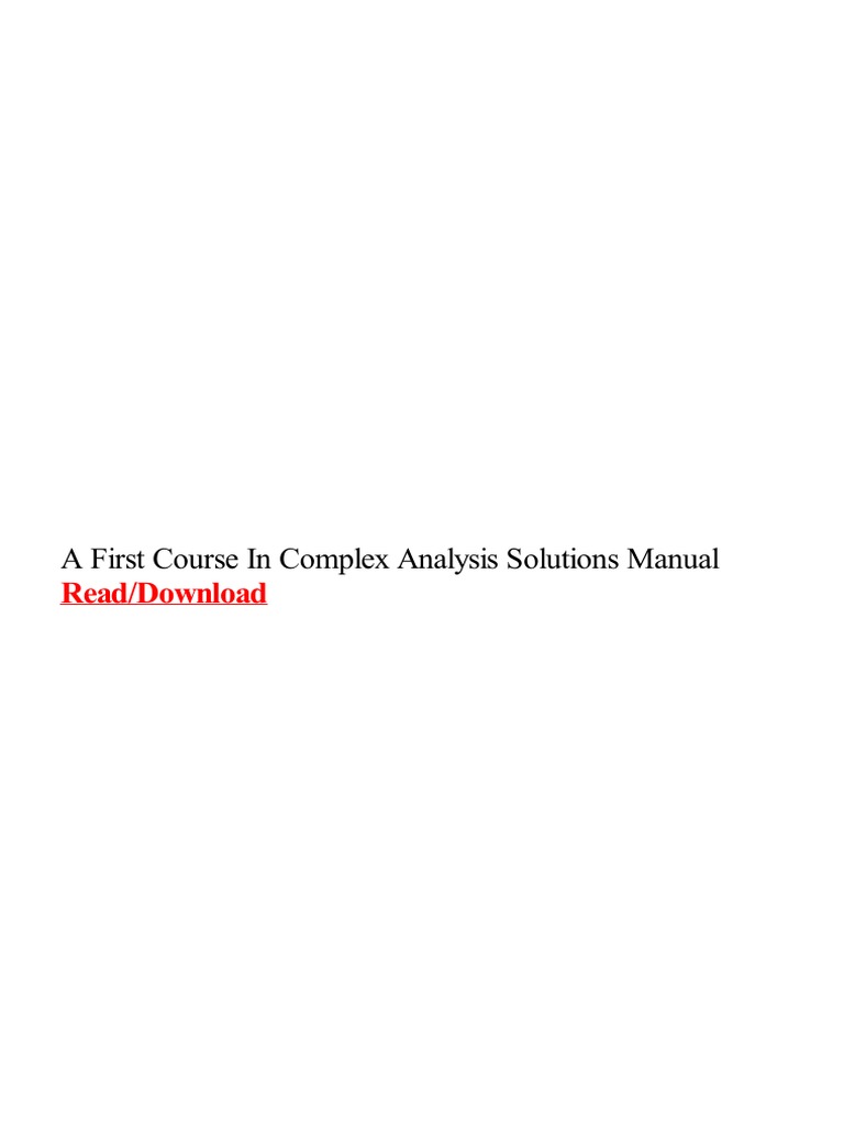 A First Course in Complex Analysis Solutions Manual | PDF | Complex Analysis | Field (Mathematics)