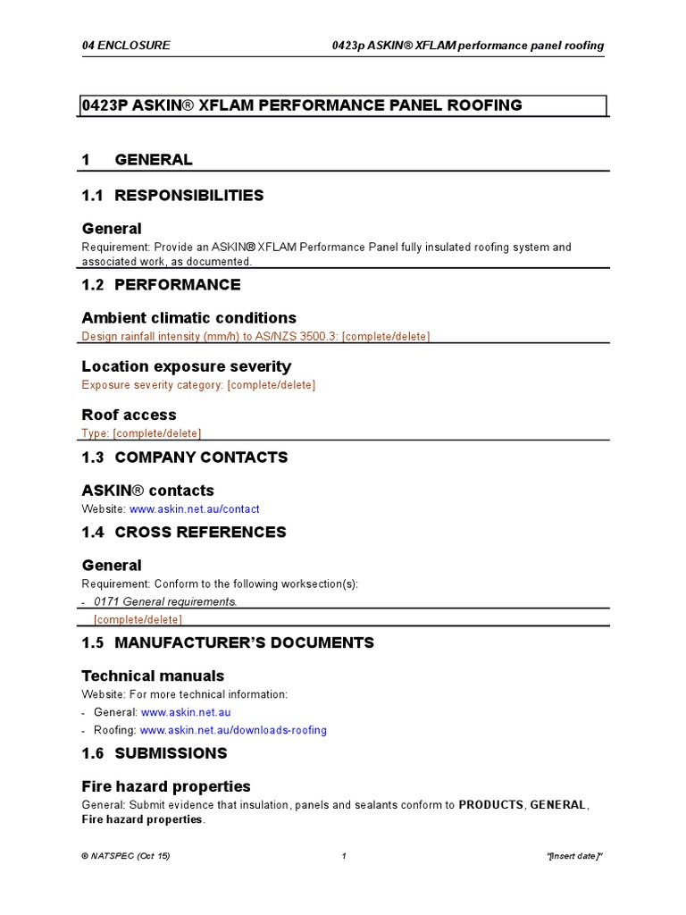 0423p ASKIN XFLAM Performance Panel Roofing-1 | Download Free PDF ...