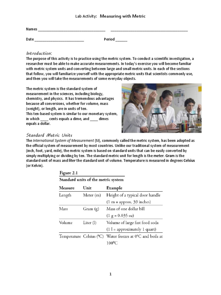 Metric Lab Activity | PDF | Weighing Scale | Units Of Measurement