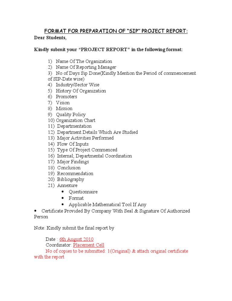 SIP Project Report Submission Guide | PDF