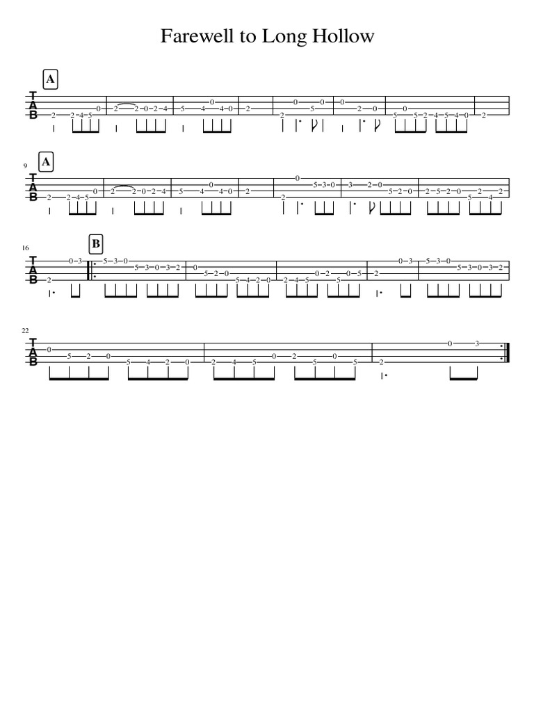 Farewell To Long Hollow - Mandolin Tab | PDF