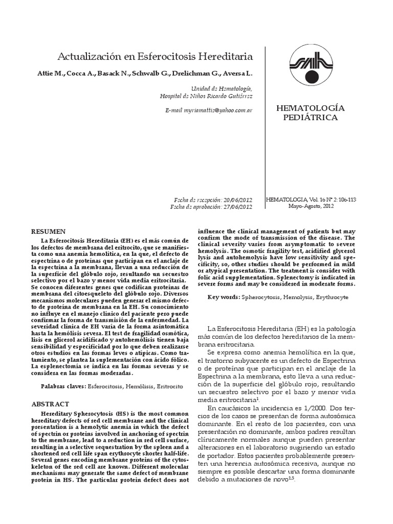 Esferocitosis PDF | PDF | Diagnostico medico | Mutación