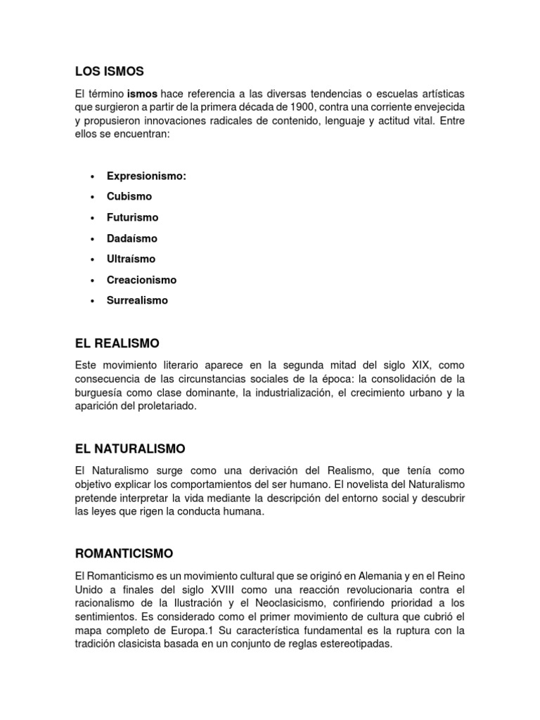 Los Ismos | PDF | Vanguardia | Romanticismo