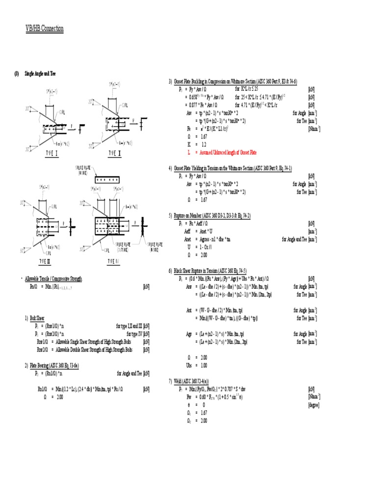 Horizontal Brace Connection Design AISC 360-10 | PDF