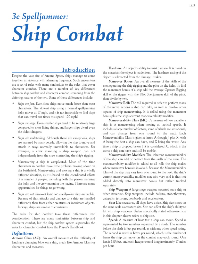 Ship Combat: 3e Spelljammer | Download Free PDF | Ships