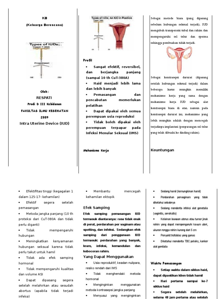 KB IUD: Cara Kerja, Manfaat, Efek Samping Kontrasepsi Intra Uterine Device | PDF